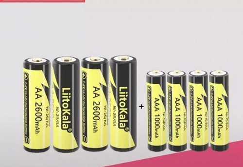Аккумуляторные батарейки AA/AAA -8шт Liitokala