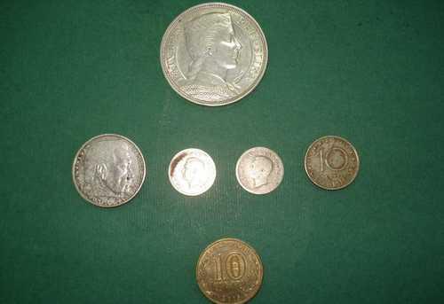 Монеты Латвии, Германии, Британии, пр