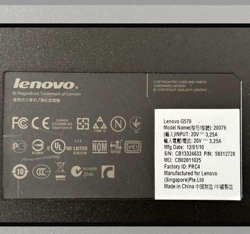 Ноутбук lenovo g570