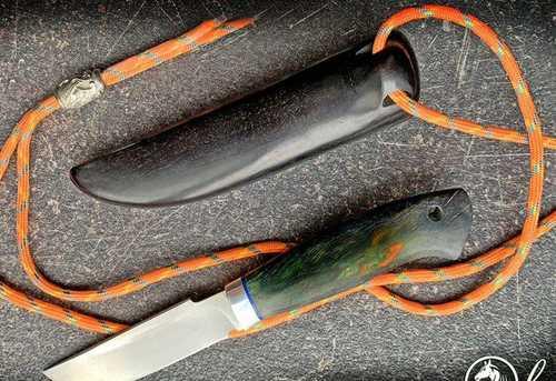 Шейный мини нож из х12мф в чехле из дерева