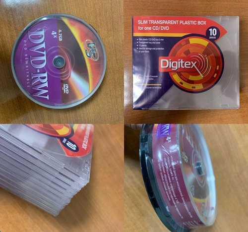 Диски DVD + RW VS 10 шт, коробки к дискам, 10шт