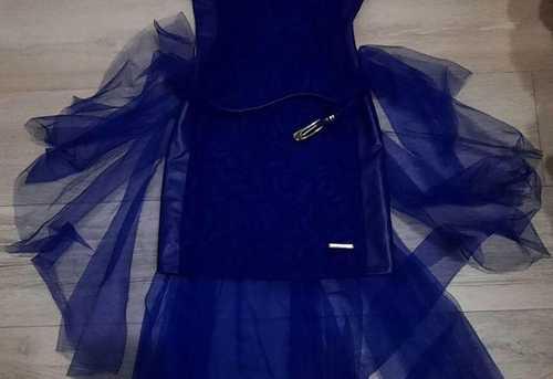 Нарядное платье для девочки 134 синее