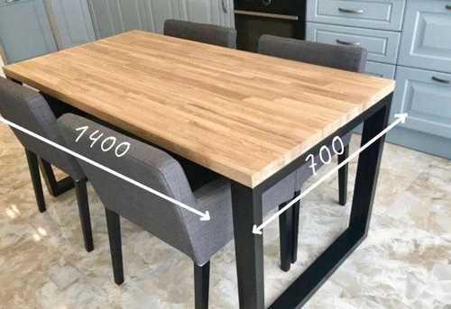 Кухонный стол лофт из массива дуба
