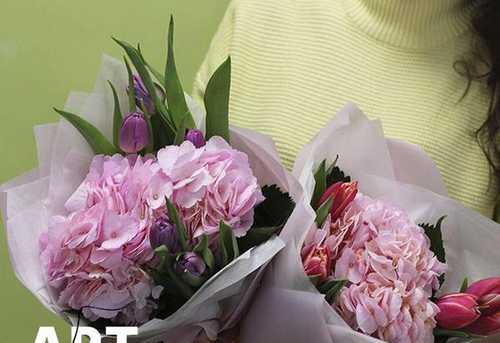 Корпоративные букеты к 8 марта Цветы Тюльпаны Розы