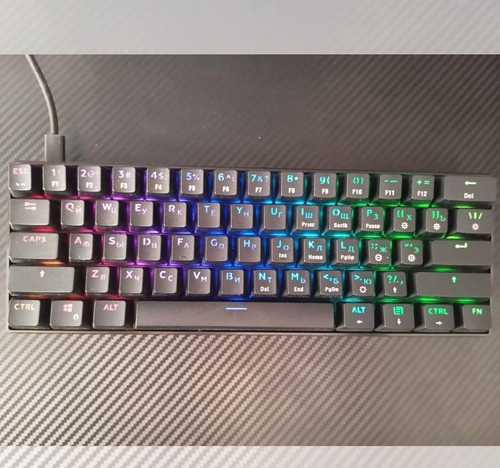 Механическая чёрная клавиатура dexp tanto RGB 60%