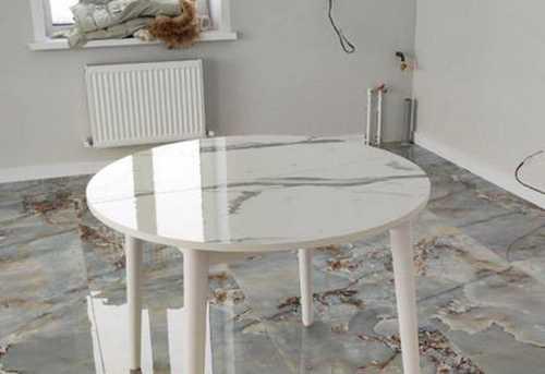 Стол кухонный раздвижной новый белый мрамор