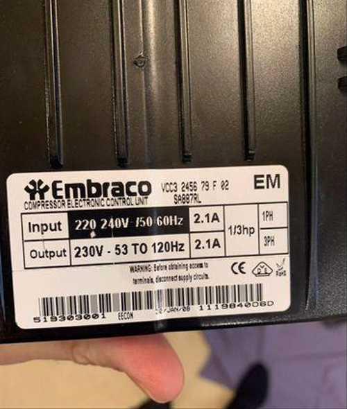 Плата embraco VCC3 2456 для инверторного vemy9C