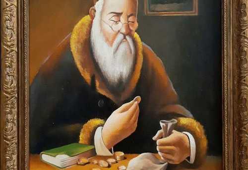 Картина маслом Еврей с монетами