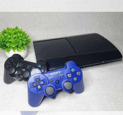 Sony PS3 super slim 500gb   40 игр   2 геймпада