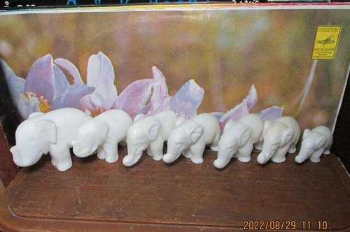 Семь мраморных слоников Слон №6 резьба ручная