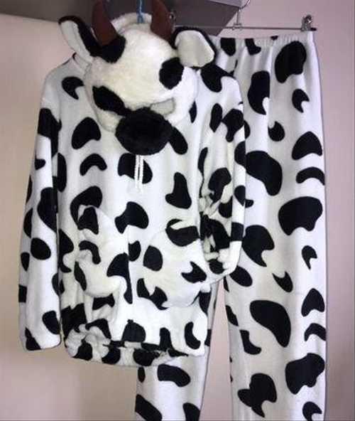 Пижама костюм коровы из флиса с маской 140