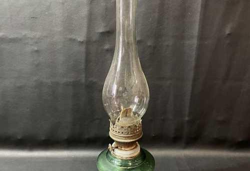 Лампа керосиновая старинная Зеленое стекло