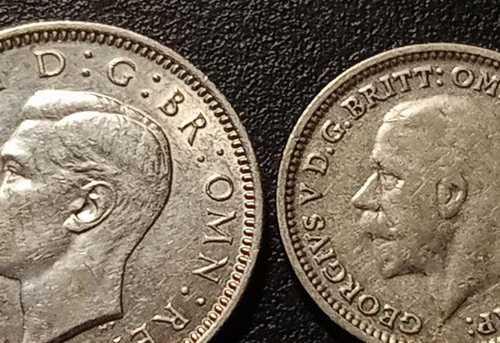 3 пенса 1935 года и 6 пенсов 1945 г. серебро