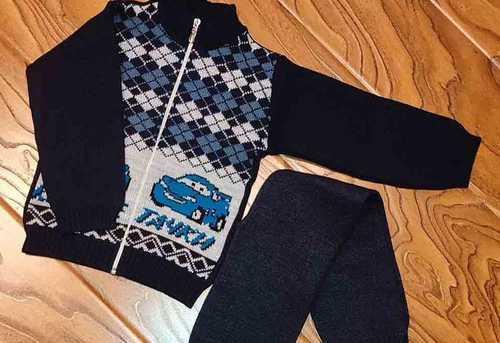 Детский вязаный комплект:штаны и свитер,104р,новый