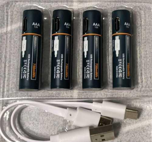 Аккумуляторные литий-ионные батарейки AAA 750 mAh