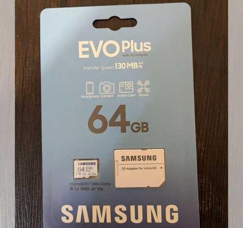 Карта памяти Samsung EVO Plus 64 GB