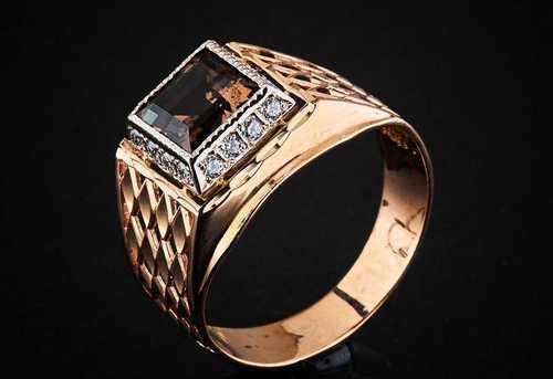 Перстень из комбинированного золота с раухтопазом