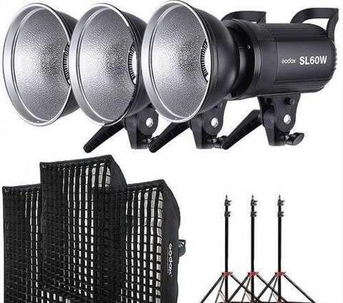 Студийный комплект осветителей Godox SL60W KIT3 Tr