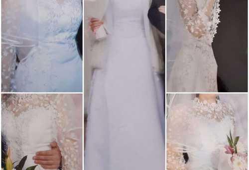 Свадебное платье, фата, украшение в волосы