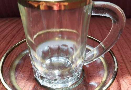 Кофейные чашки стекло с позолотой СССР Торг