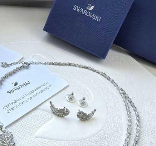 Серьги, колье Swarovski Nice перышки оригинал