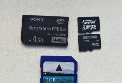 Карта памяти MicroSD, Sd, memory stick pro duo