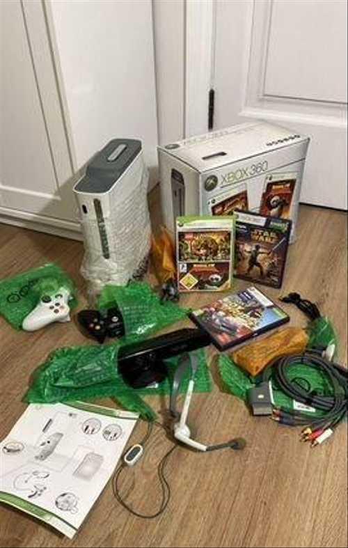Xbox 360 в коробке, kinect, прошитая