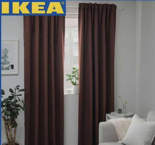 Шторы IKEA Blahuva 145x300 блэкаут бордовые