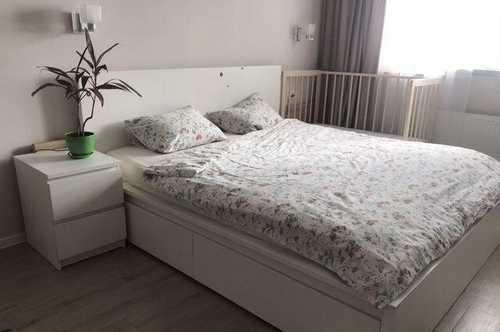 Кровать IKEA malm белая