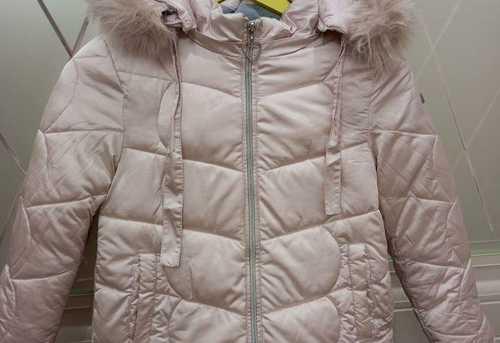 Куртка удлинённая зимняя для девочки, 134 размер