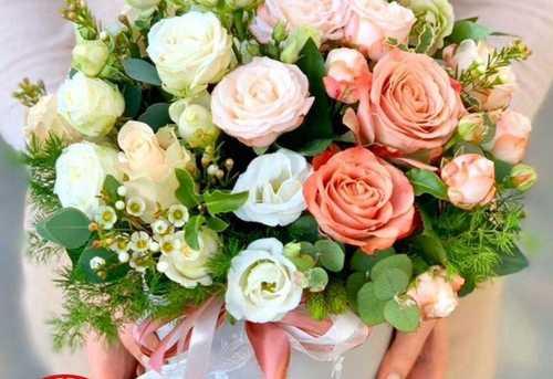 Букет цветы с розами тюльпанами хризантемы