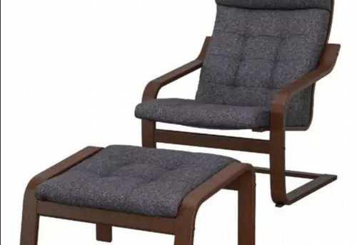 Кресло-качалка Поэнг IKEA c табуретом для ног