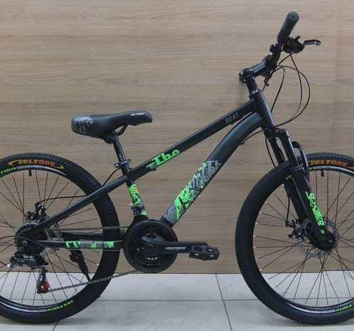 Подростковый велосипед Чёрный-зелёный новый