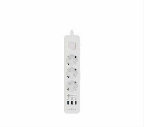 Harper Сетевой фильтр с USB зарядкой UCH-340 White