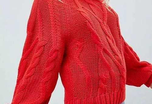 Джемпер свитер красный крупной вязки Befree