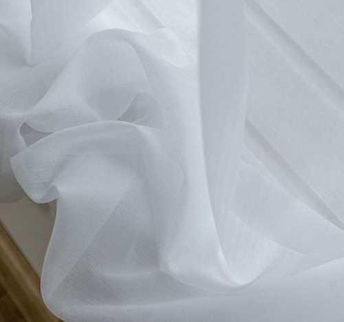 Тюль Бамбук белый готовый на окна пошив