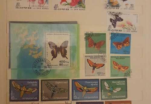 Почтовые марки,тема флора и фауна