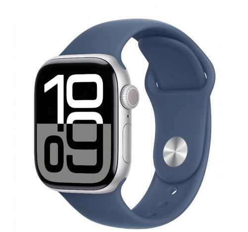 Apple Watch S10 46mm Silver Denim Sport band S/M