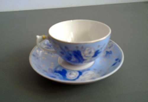 Чайная пара Дулево Голубой пион 1957 г