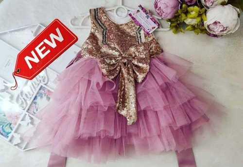 Нарядное платье для девочки 6-9 мес.,68-74 розовое