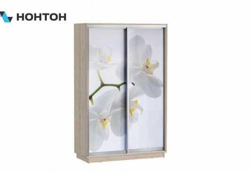 Шкаф-купе Лео 2-х дверный белая орхидея / ясень ши