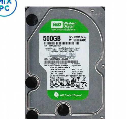 Накопитель HDD 3.5" 500GB WD Green WD5000aads Б.У