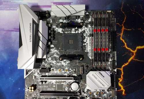 Мат. Плата asrock b450m steel legend + оператива