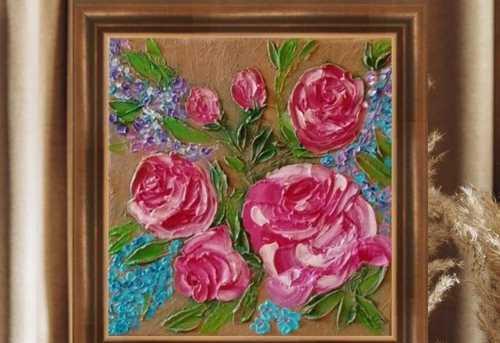 Картина маслом на холсте натюрморт Розы