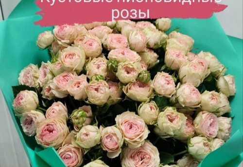 Кустовые пионовидные розы Розовые розы Омск