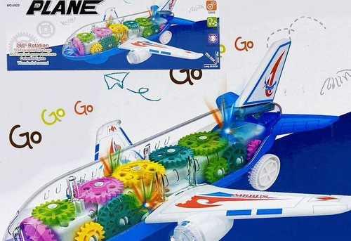 Самолет прозрачный с шестеренками игрушка