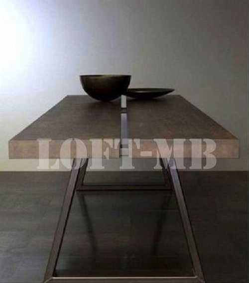 Металлический стол с деревянной столешницей №55