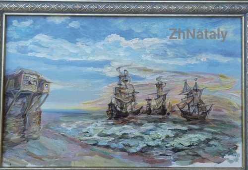 Корабли на рейде. Сказочные миры ZhNataly Картина