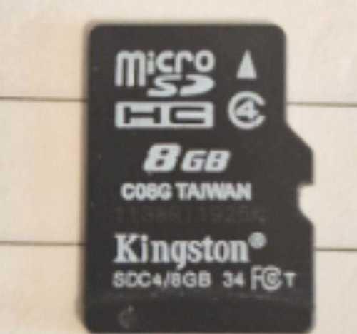 Карта памяти micro SD 8гб Kingston