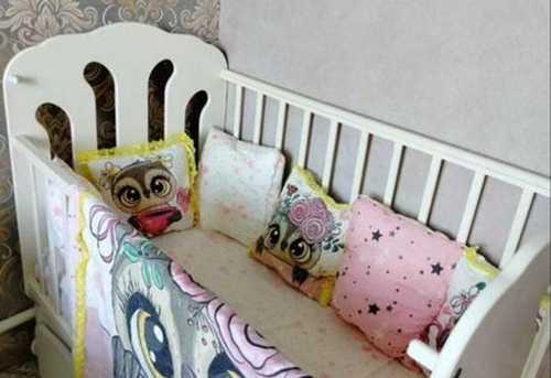 Бортики в детскую кроватку для девочки